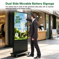 China 55 Inch IP66 Waterproof Full Laminated Outdoor Digital Signage Battery‑Powered Double‑Sided Free Standing LCD Display Stand Mounted for Street Retail Mall Public Place Outdoor Advertising Kiosk for sale