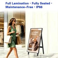China Portable Outdoor Digital Signage 1500 Nits IP65 Waterproof A-Frame Digital Sandwich Board for Retail & Restaurant for sale