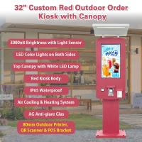 China 32 Inch IP65 Waterproof 2000 Nits Self Service Kiosk Outdoor Payment Kiosk with Canopy and LED Light for sale