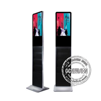 China USB Update Media Kiosk Digital Signage 21.5'' Magazine Holder Advertising With Book Shelves for sale