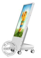 China Full HD 1080p Kiosk Digital Signage Semi-Outdoor Mobile Kiosk 32'' With Battery / Wheels for sale