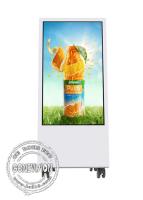China Full HD 1080p Kiosk Digital Signage Semi-Outdoor Mobile Kiosk 32'' With Battery / Wheels for sale