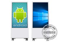 China Full HD 1080p Kiosk Digital Signage Semi-Outdoor Mobile Kiosk 32'' With Battery / Wheels for sale