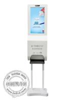 China Temperature Detector Camera Kiosk Digital Signage 21.5 Inch With Hand Disinfectant Sanitizer Gel Alcohol Dispenser for sale