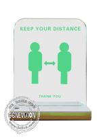 China Battery Powered Acrylic Keep Distance Led Warning Sign for sale