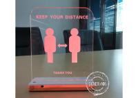 China Bank Desktop Standing Keep Distance Advertising Board Acrylic Silk Printing Led Flashing Sign for sale