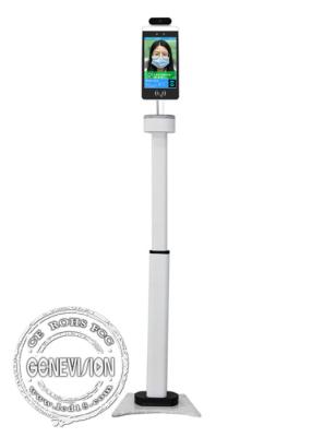 China Android Office Staff Attendance Facial Recognition Thermometer Height Adjustable Body Temperature Check Kiosk for sale