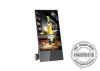China 43 Inch Inbuilt Battery Movable Wheels Outdoor Totem For Shopping Mall for sale