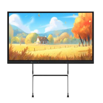 China 98 Inch Smart Black Frame 20 Touch Points Drawing Whiteboard Monitors With Light Sensor Camera Microphone For Meeting for sale
