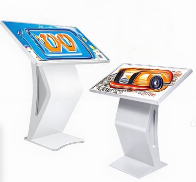China 32 Inch 2K Capacitive Touch Screen Display Digital Signage Kiosk Floor Stand K Shape Android System White Color For Advertising for sale