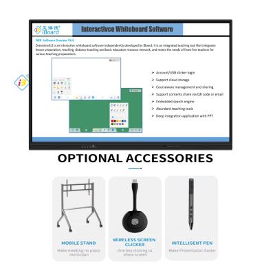 China Factory Price 4k 75 Inch Touch Screen Multi-language Software Lcd Smart Board Android Interactive board for school and meeting for sale