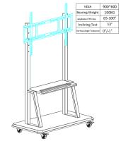China Height Adjustable Mobile TV Cart Stand for 65