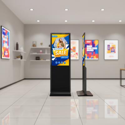 China 43 55 65 75 Inch Indoor Capacitive Touch Screen Floor Standing Digital Signage 4K Commercial Interactive Advertising Display for sale