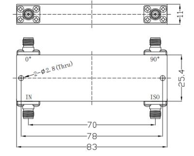 China 1-6GHz 90 Degree Hybrid Coupler 50W SMA-F RF Power Combiner Signal Isolator for sale
