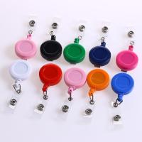 China Deyi Round Retractable Plastic Badge Reel With Alligator Clip for Nurses Cute Badge Reel Office Merch for sale