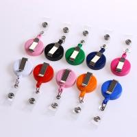 China Deyi Round Retractable Plastic Badge Reel With Alligator Clip for Nurses Cute Badge Reel Office Merch for sale