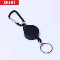 China Deyi Badge Reel Heavy Duty Retractable Keychain ID Badge Reels Retractable Carabiner Badge Holder Steel Cord for sale