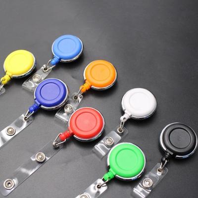 China Deyi Retractable PVC Badge ReelCarabiner and Belt Clip Badge Reels Retractable with Key Chain for Office Worker Doctor N for sale