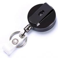 China Deyi Metal Carabiner Round Badge Reel ID Card Keychain Whistles Lanyards School Office for sale