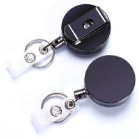 China Deyi Metal Carabiner Round Badge Reel ID Card Keychain Whistles Lanyards School Office for sale