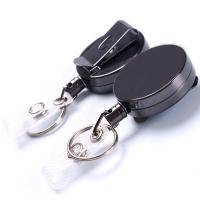 China Deyi Metal Carabiner Round Badge Reel ID Card Keychain Whistles Lanyards School Office for sale