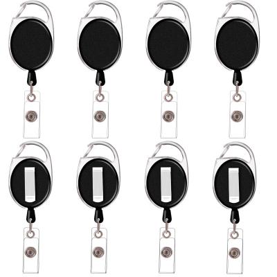 China Deyi Badge Reel For Office Carabiner Reel Clip Key Ring for ID Card Key Keychain Holders Black for sale