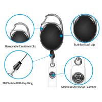 China Deyi Badge Reel For Office Carabiner Reel Clip Key Ring for ID Card Key Keychain Holders Black for sale