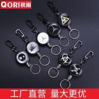 China Deyi Badge Reel Heavy Duty Retractable Keychain With All Metal Carabiner Key Ring Fishing Cycling Hiking for sale