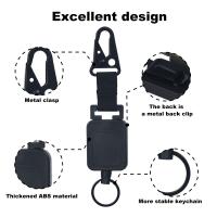 China Deyi Badge Reel Heavy Duty Carabiner Badge Holder Extendable Badge Reel ID Holder Key Ring Steel Retractable for sale
