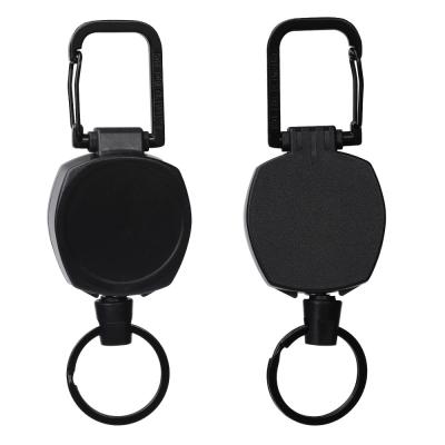 China Deyi Badge Reel Steel Cord Strength Carabiner Badge Holder For Secure Key for sale