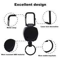 China Deyi Badge Reel Steel Cord Strength Carabiner Badge Holder For Secure Key for sale