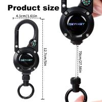 China Deyi Badge Reel Multitool Retractable Keychain Clip Id Holder Upgraded 58cm Stainless Steel Cord for sale