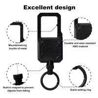 China Deyi Badge Reel Heavy Duty Retractable Keychain Carabiner Key Holder Square ID for sale