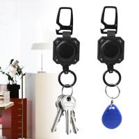 China Deyi Badge Reel Impact Resistance ID Badge Reels Wire Rope Key Ring Aluminum Ring Carbon Fiber-Texture for sale