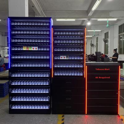 China Satom Customized Metal Cigarette Tobacco Display Cabinet Stand With Door For Shops for sale