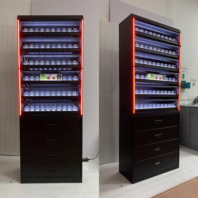 China Customized Installed LED Light Attractive Tobacco Cabinet Cigarette Display Rack For Sale for sale