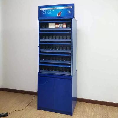 China Satom Custom Metal Tobacco Display Smoke Shop Cigarette Shelf Tobacco Cigarettes Rack With Top Light Box for sale