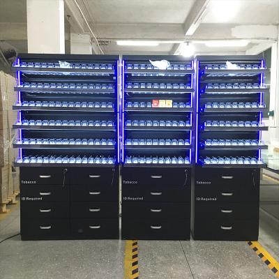 China Satom Customized Size & Shelves Metal Cigarettes Display Cabinet Stand With Door for sale