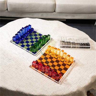 China Custom Colorful Outdoor International Luxury Lucite Chess Set Luxury for sale