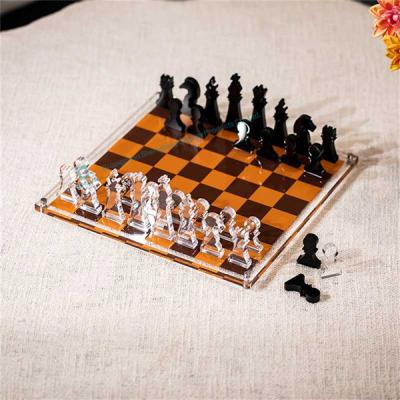 China Acrylic Cut Out Shape Stylish Magnetic Custom Crystal Gaming Chess Set for sale