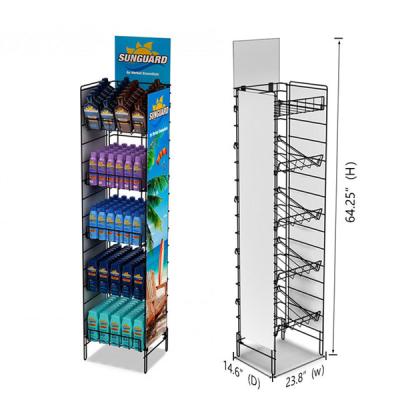 China Metal display racks changable poster for soft drinks shampoo free standing wire display racks for sale