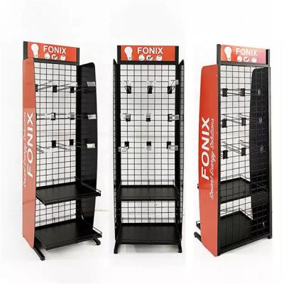 China Supermarket  perforated metal display stand rack with hooks  and price holder underwear snack earring display racks for sale