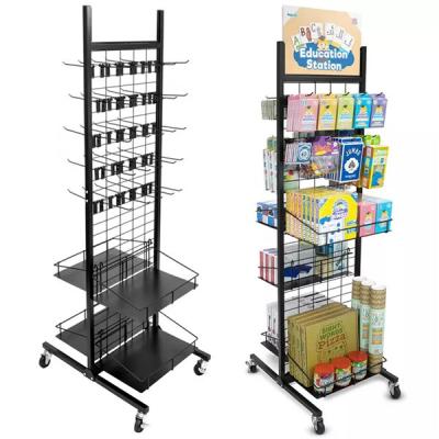 China Metal wire hanging rack display with removable adjustable hooks for socks clothes bags retail store car mats display for sale