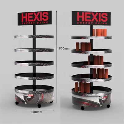 China Round rotatable metal bakery tools bread hardware workshop large storage space shelf display rack for sale