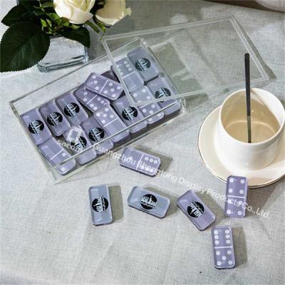 China Clear Box Acrylic Jumbo Double 6 Gold and Diamond Dominoes for sale