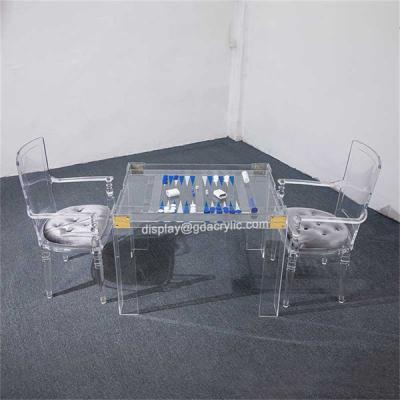 China Chess Tables and Chairs Acrylic Chess and Backgammon Table for sale