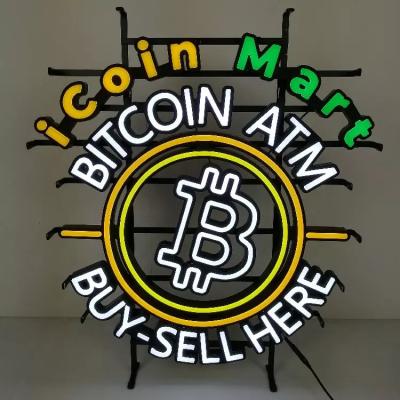 China Satom Bit Coin Multi-colors Lighting Illuminated Led Light Signs for Retailed Store for sale