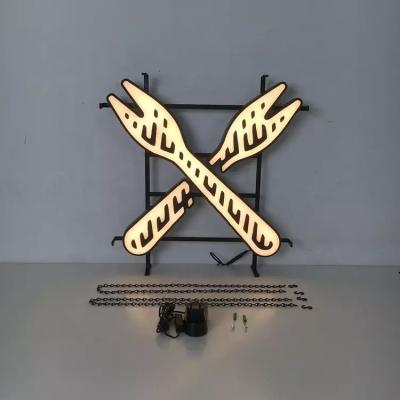 China Satom Restaurant Knife and Fork Shape Led Neon Sign Lighting for sale