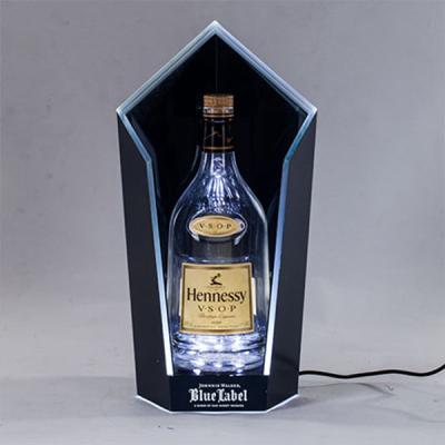 China Acrylic Spirit Wine Single Bottle Glorifier Stand Lighted Liquor Bottle Display Shelf for sale