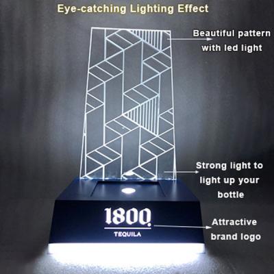 China Single Alcohol Beverage Wine Bottle LED Acrylic Display Stand Bottle Glorifier for sale